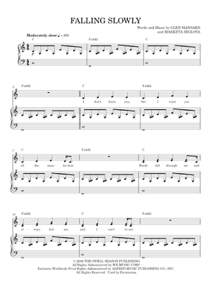 Falling Slowly - Glen Hansard and Marketa Irglova Sheet Music for Piano ...
