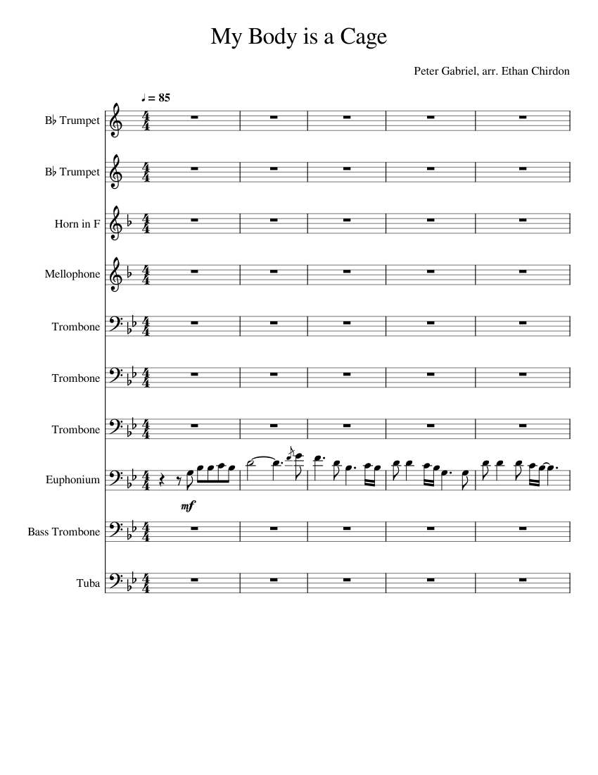 My Body is a Cage Brass Ensemble Sheet music for Trombone, Euphonium, Tuba, Mellophone & more ...