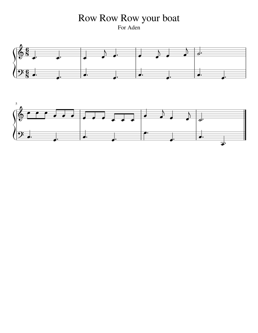 Row Row Row your boat Sheet music for Piano (Solo) Easy | Musescore.com