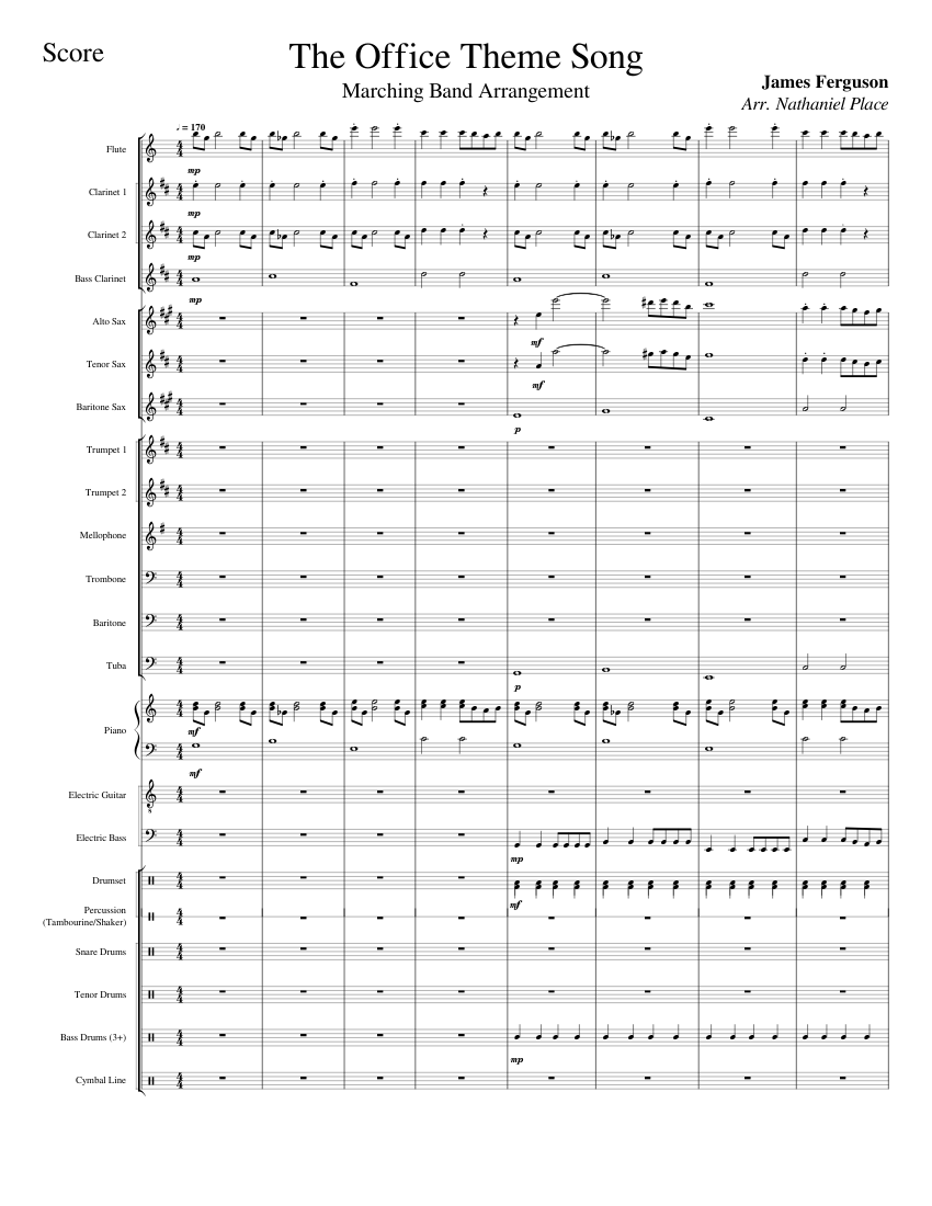 The Office Theme Song - Marching Band Arrangement Sheet music for Piano ...