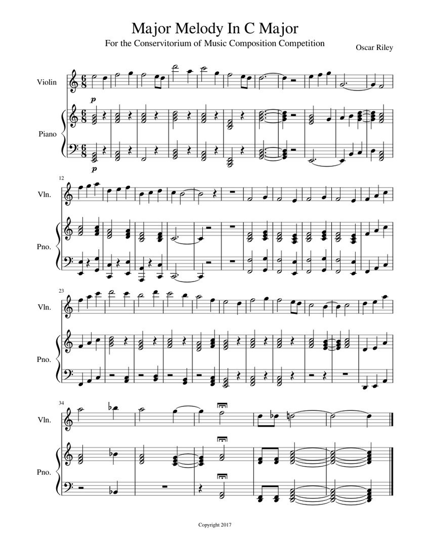 Major Melody In C Major Sheet music for Piano, Violin (Solo ...