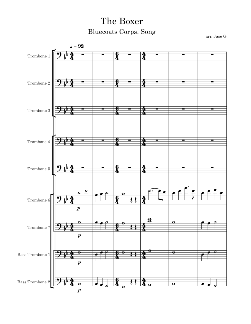 The Boxer – Bluecoats Sheet music for Trombone, Trombone bass (Brass ...