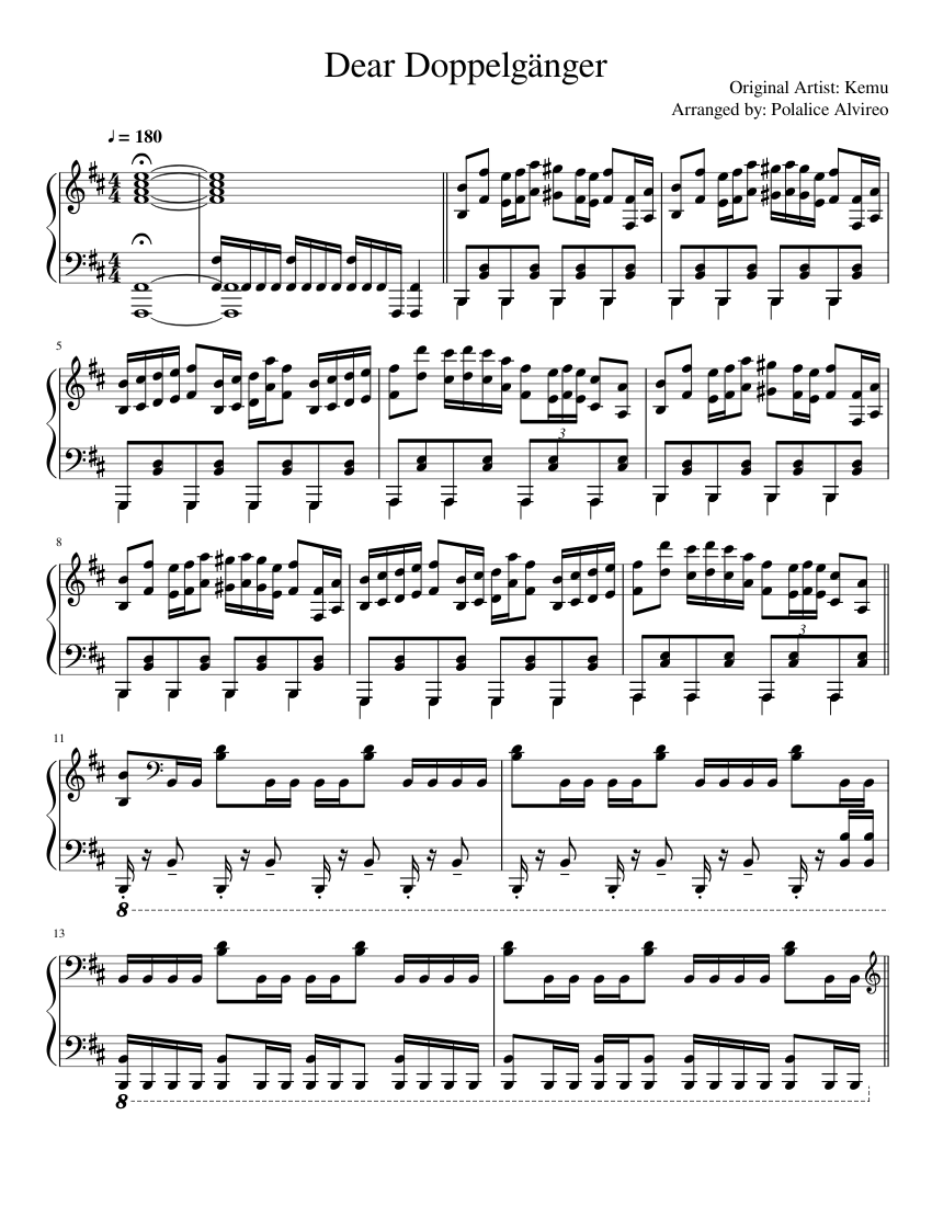 Dear Doppelganger Sheet music for Piano (Solo) | Musescore.com