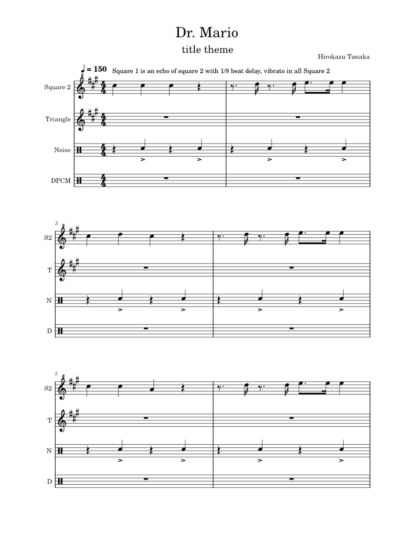 Dr. Mario – Hirokazu Tanaka title theme Sheet Music with Chords for ...