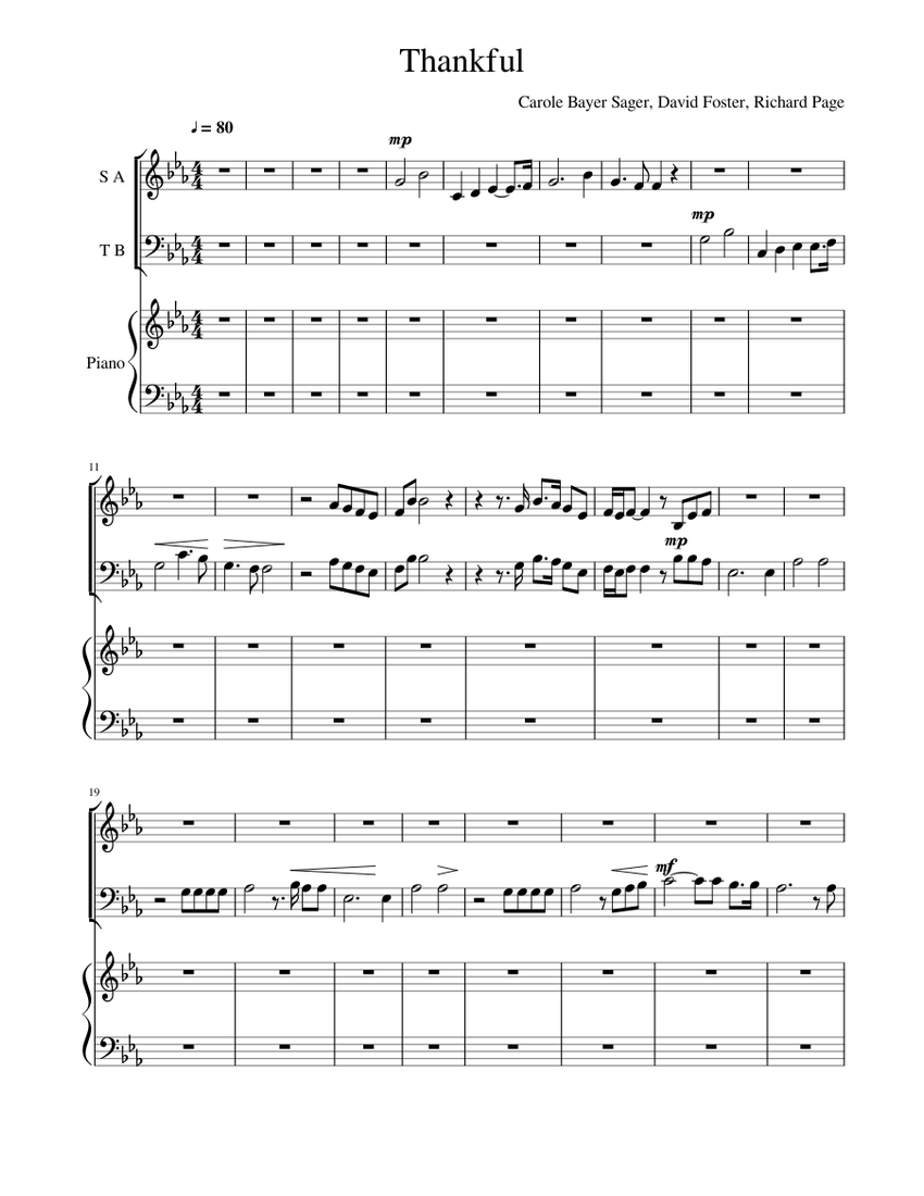 Thankful Sheet music for Piano, Vocals (Mixed Trio) | Musescore.com