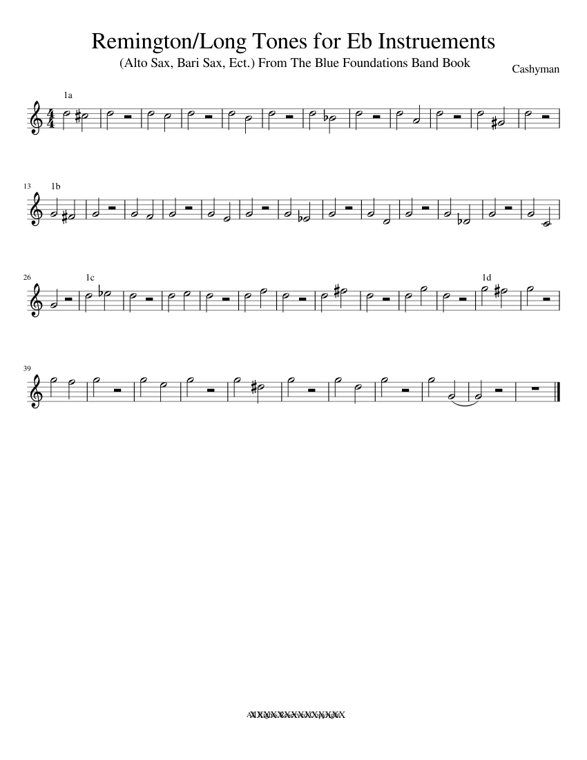 Remington/Long Tones for Eb Instruements Sheet Music for Saxophone alto ...