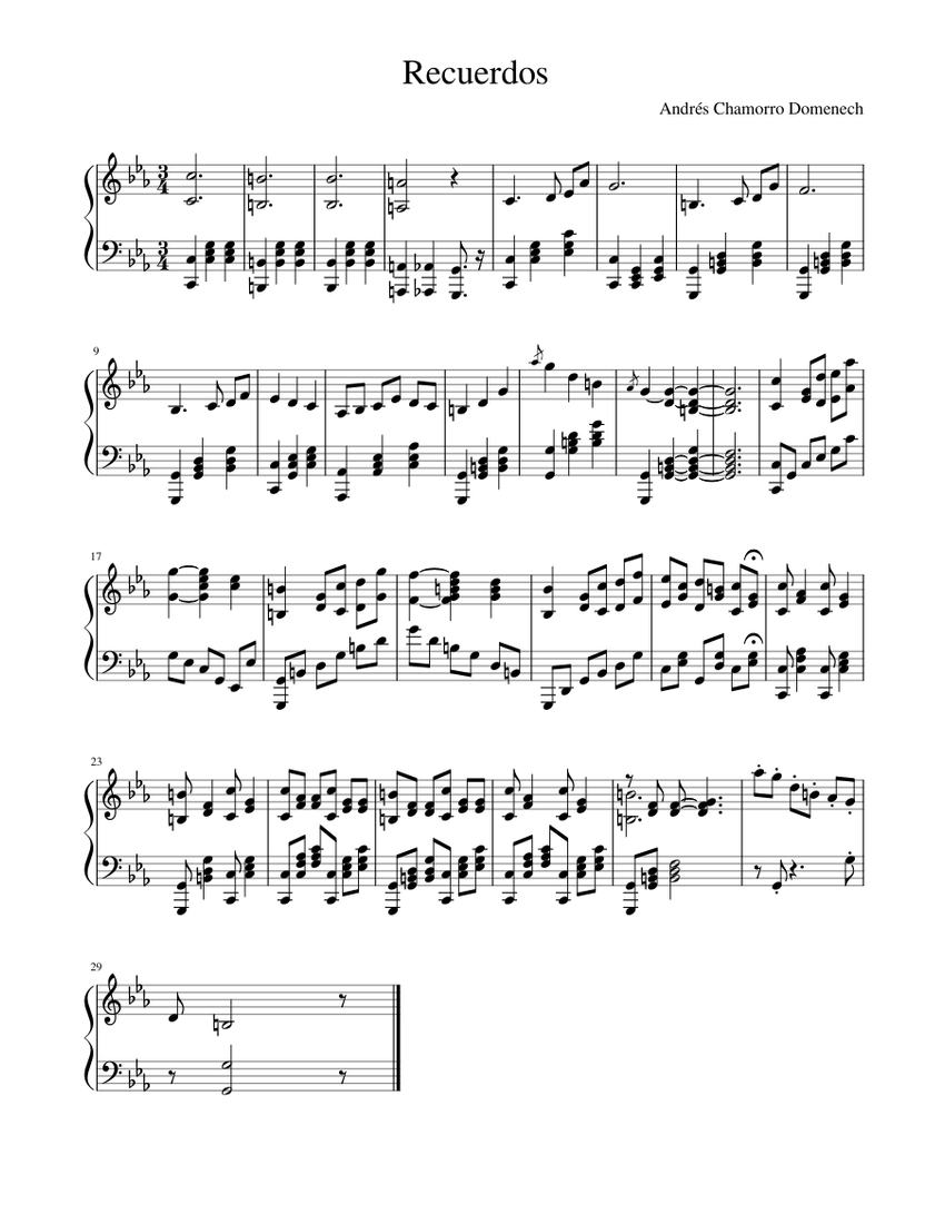 Recuerdos Sheet music for Piano (Solo) | Musescore.com