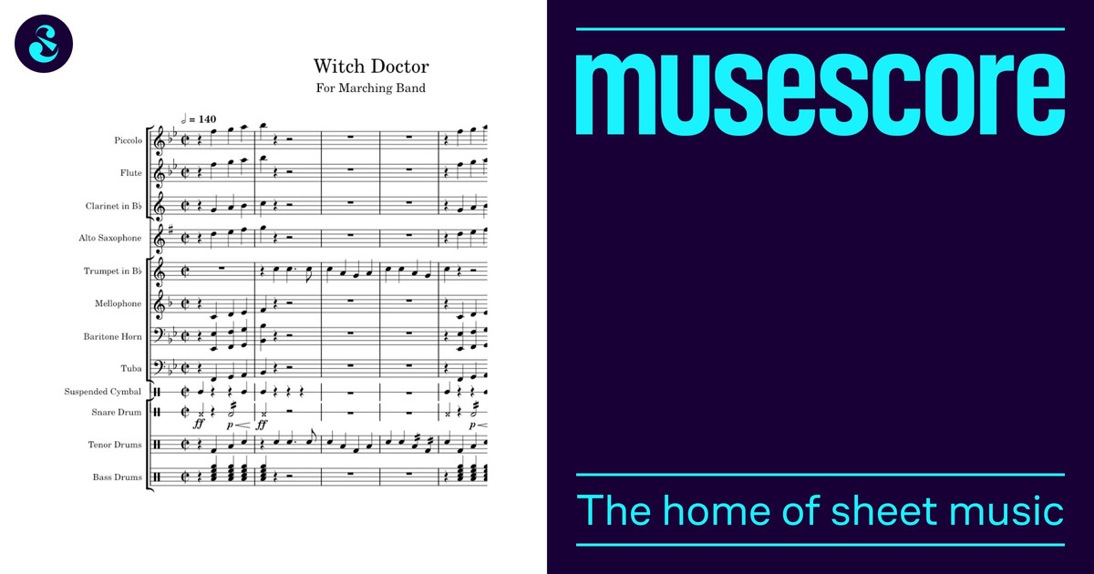 Witch Doctor – Cartoons Sheet Music for Tuba, Flute, Oboe, Saxophone ...