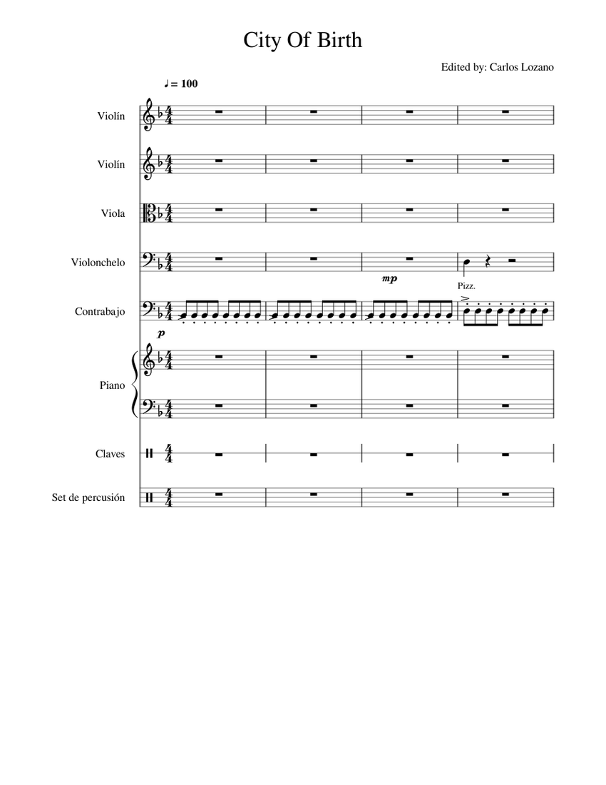 City of Birth Sheet music for Piano, Contrabass, Violin, Viola & more ...