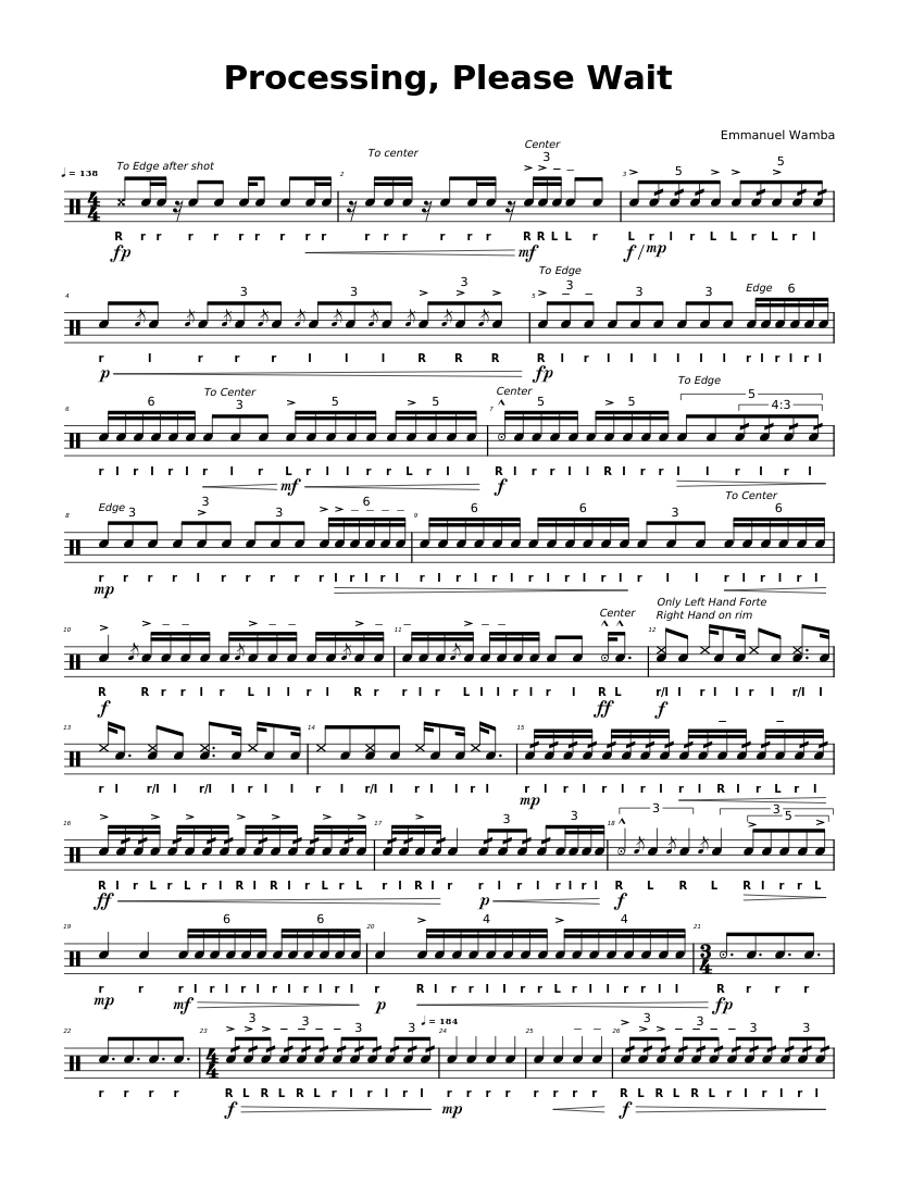 Processing Please Wait - A Snare Solo Sheet music for Snare drum (Solo ...