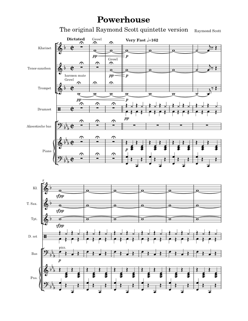 Powerhouse – Raymond Scott Sheet Music with Chords for Piano, Saxophone ...