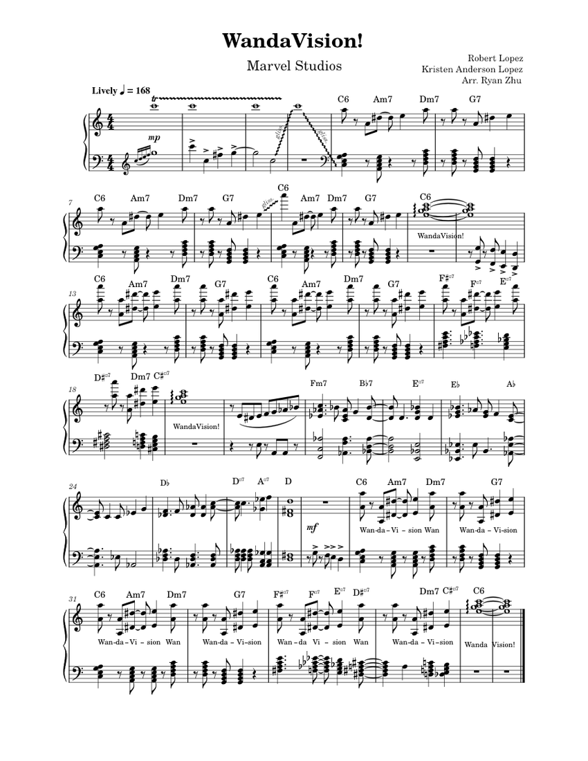 WandaVision! – Kristen Anderson-Lopez & Robert Lopez Sheet Music for ...