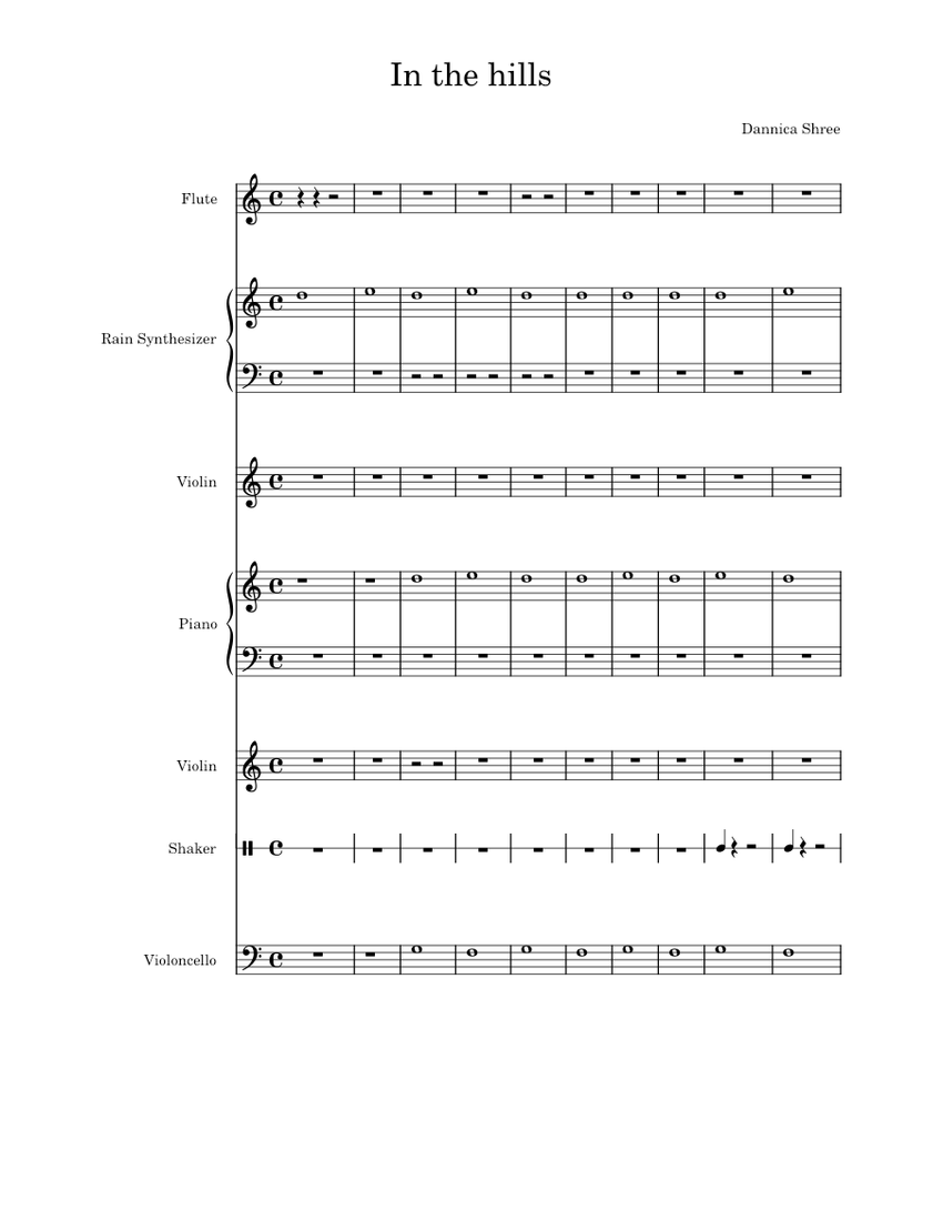 In the hills Sheet music for Piano, Flute, Violin, Cello & more instruments (Mixed Ensemble ...