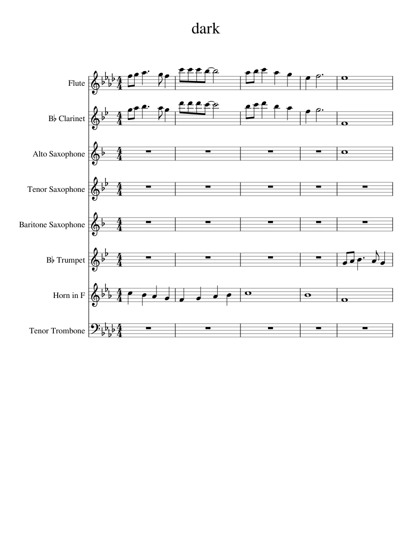 dark Sheet music for Flute, Clarinet other, Trumpet other (Mixed Trio ...