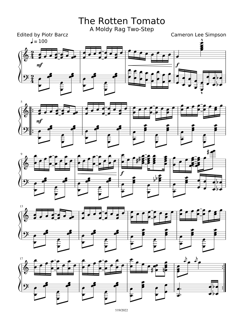 The Rotten Tomato-A Mouldy Rag Sheet music for Piano (Solo) | Musescore.com
