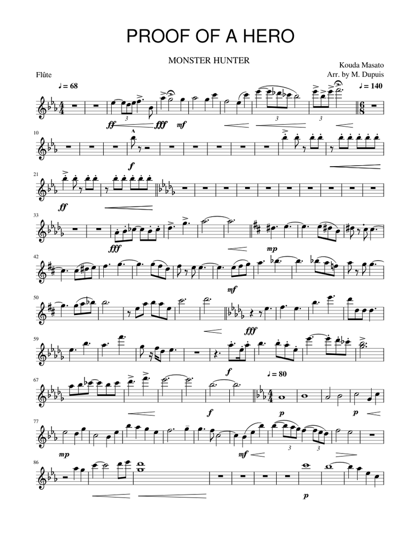 PROOF OF A HERO flute Sheet Music for Flute (Solo) | MuseScore.com