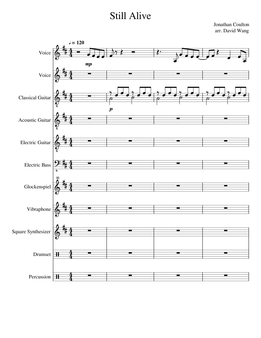 Portal - Still Alive Sheet Music for Vocals, Vibraphone, Glockenspiel ...