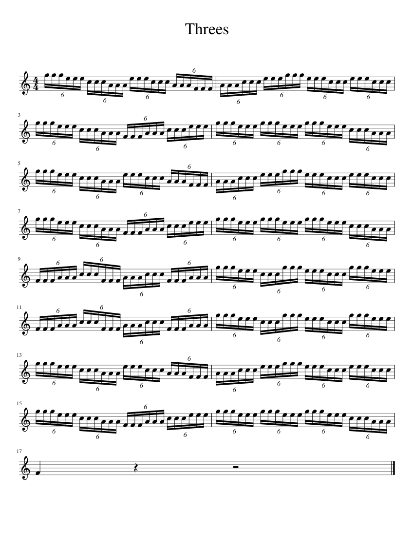 Threes Sheet music for Piano (Solo) Easy | Musescore.com