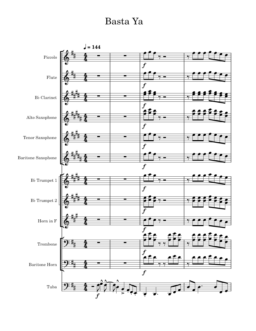 Basta Ya – Banda - Jenni Rivera Sheet Music for Trombone, Tuba, Flute ...