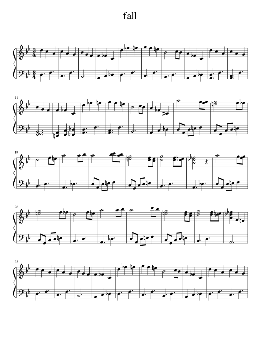 fall v1 Sheet music for Piano (Solo) Easy | Musescore.com