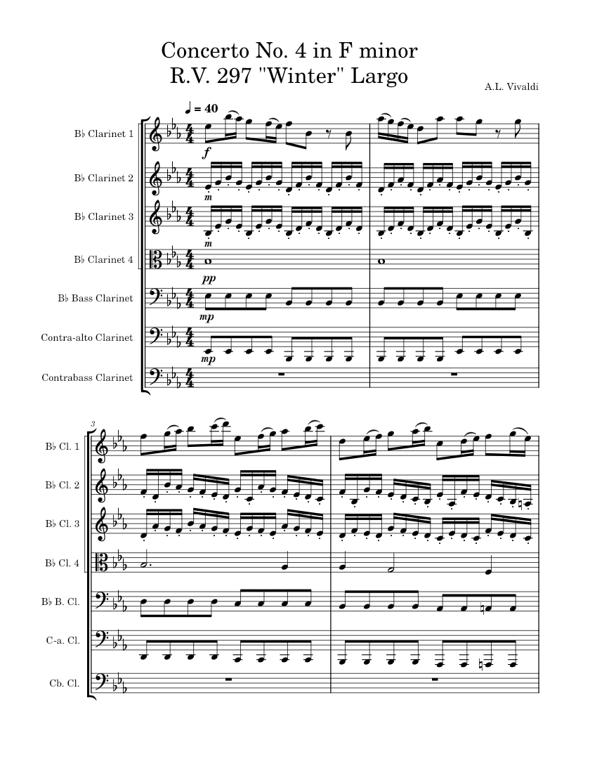 The four seasons - winter Largo – Antonio Vivaldi Sheet Music for ...