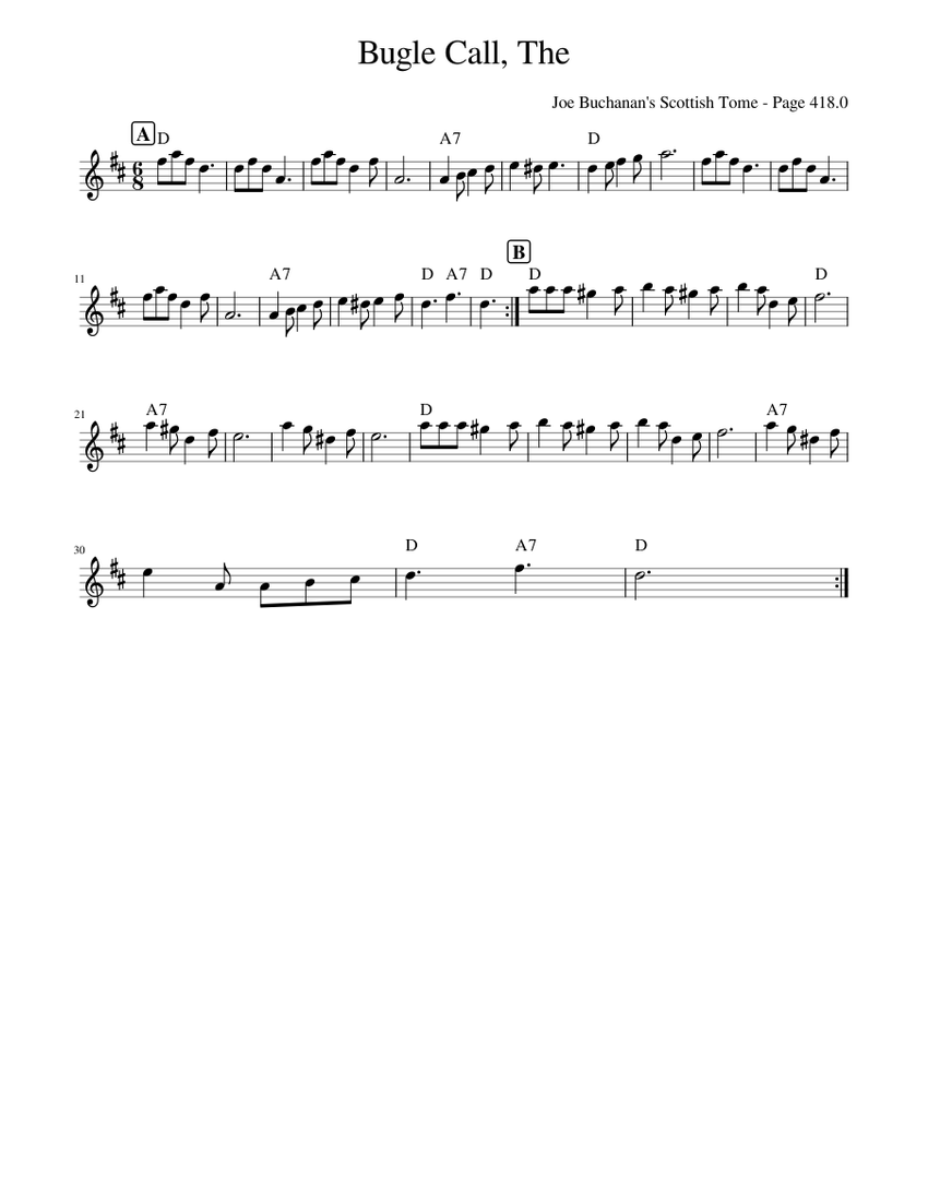 The Bugle Call Sheet Music with Chords for Piano (Solo) easy ...