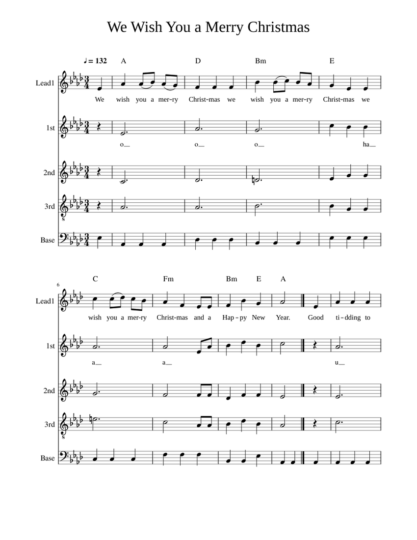 We Wish You a Merry Christmas Sheet music for Piano (Mixed Quintet ...