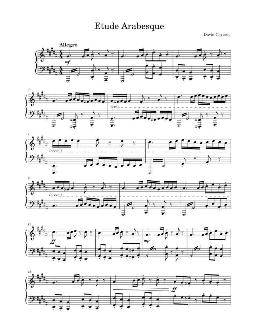 Arabesque - David Caycedo - piano tutorial