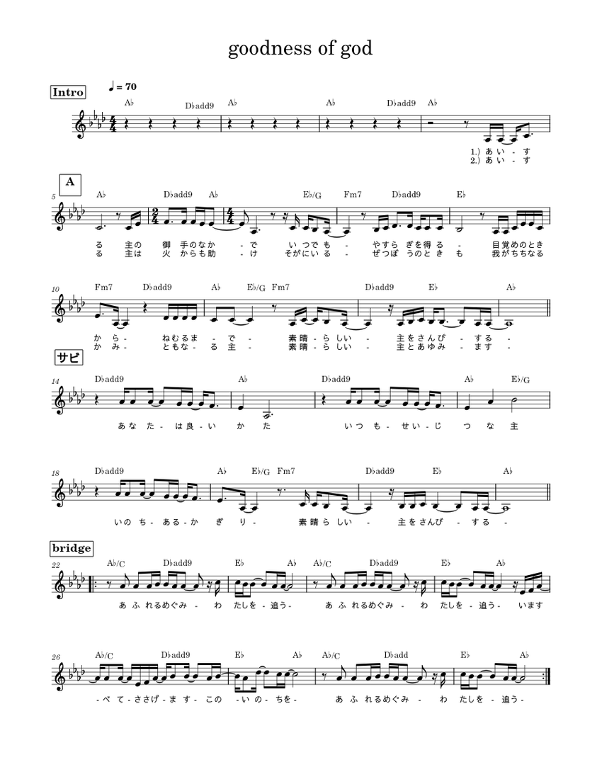 Goodness of god Sheet Music with Chords for Piano (Solo) easy ...