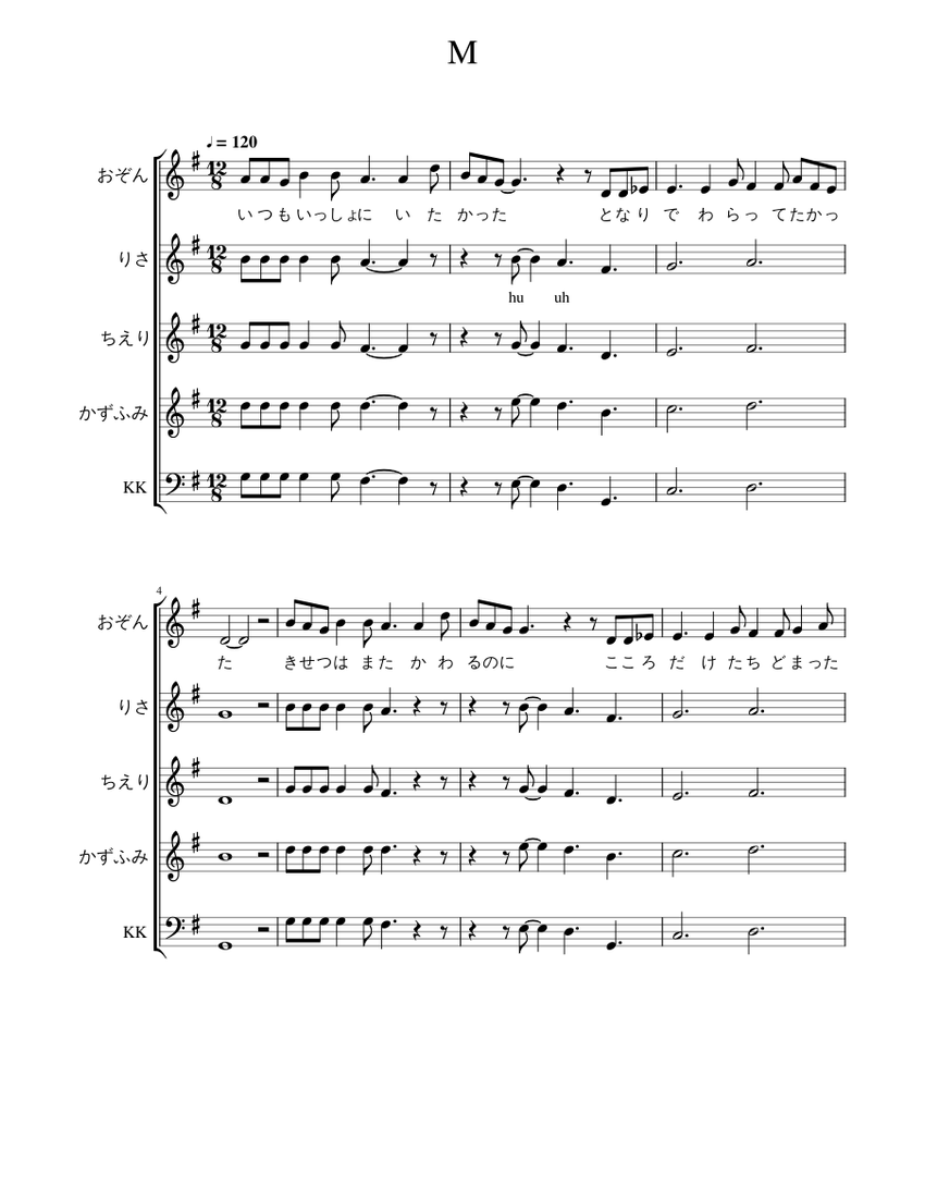 M Sheet Music for Piano (Mixed Quintet) | MuseScore.com