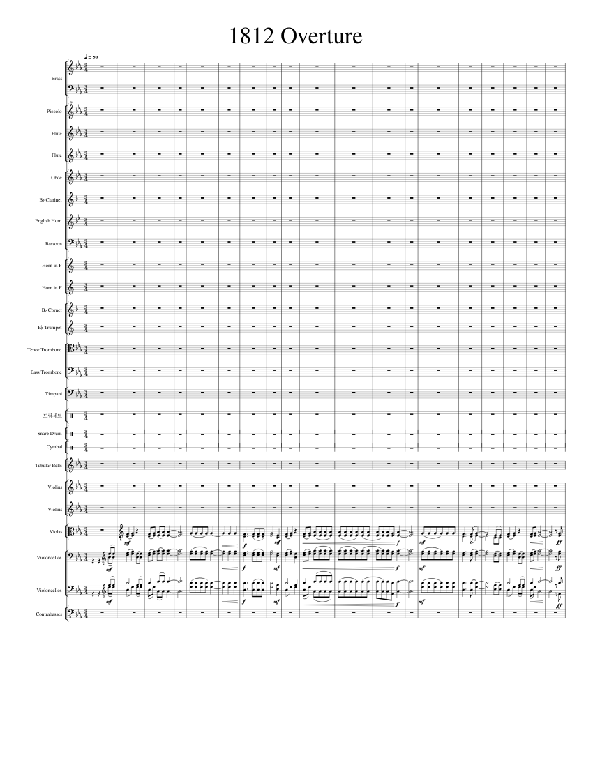 1812 Overture, Op.49 – Pyotr Ilyich Tchaikovsky Sheet music for Cornet ...