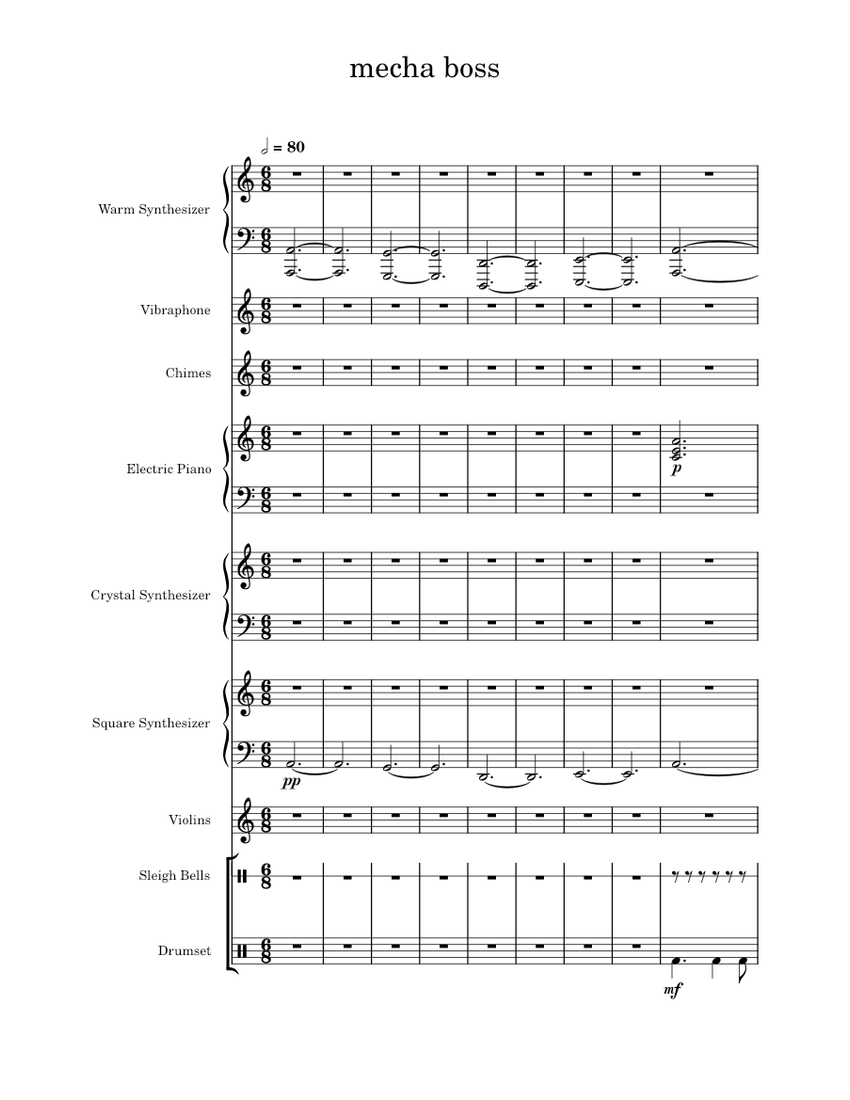 random boss theme Sheet music for Piano, Vibraphone, Drum group ...