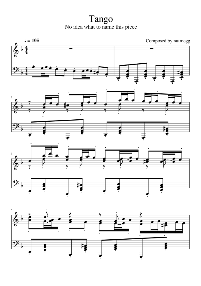Tango Song Sheet music for Piano (Solo) | Musescore.com