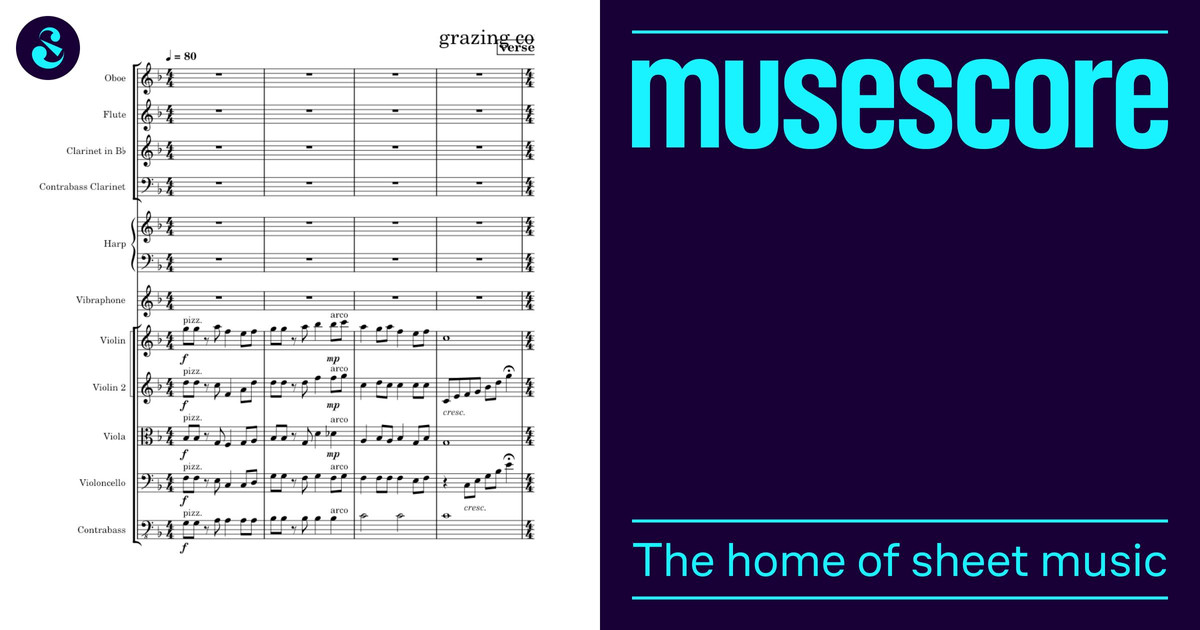 grazing cows composition Sheet music for Flute, Oboe, Vibraphone ...