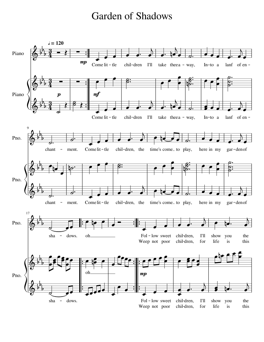 Garden of Shadows Sheet Music for Piano (Piano Duo) | MuseScore.com