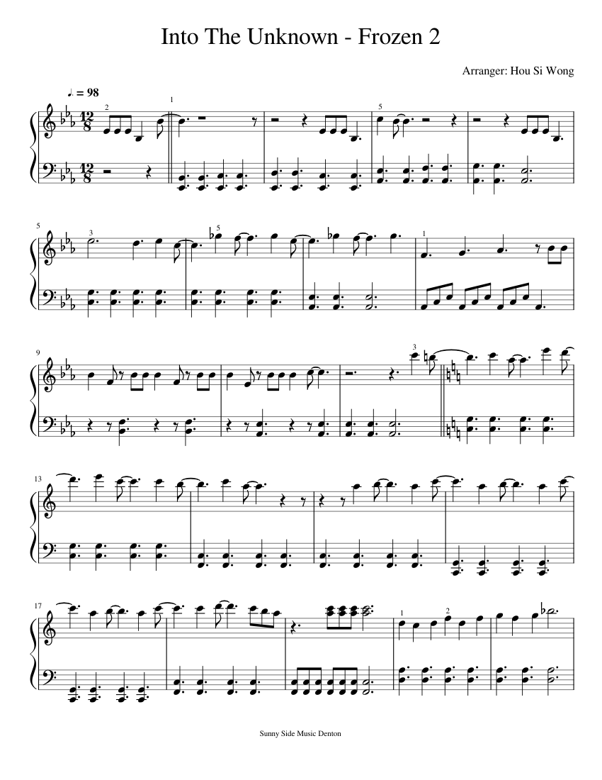 Into The Unknown - Frozen 2 Sheet Music for Piano (Solo) easy ...