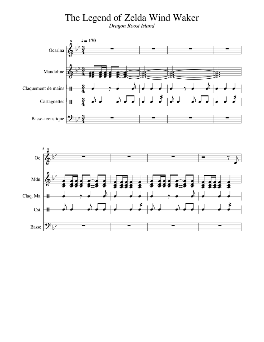The Legend Of Zelda Wind Waker : Dragon Roost Island Sheet music for Bass guitar, Mandolin ...