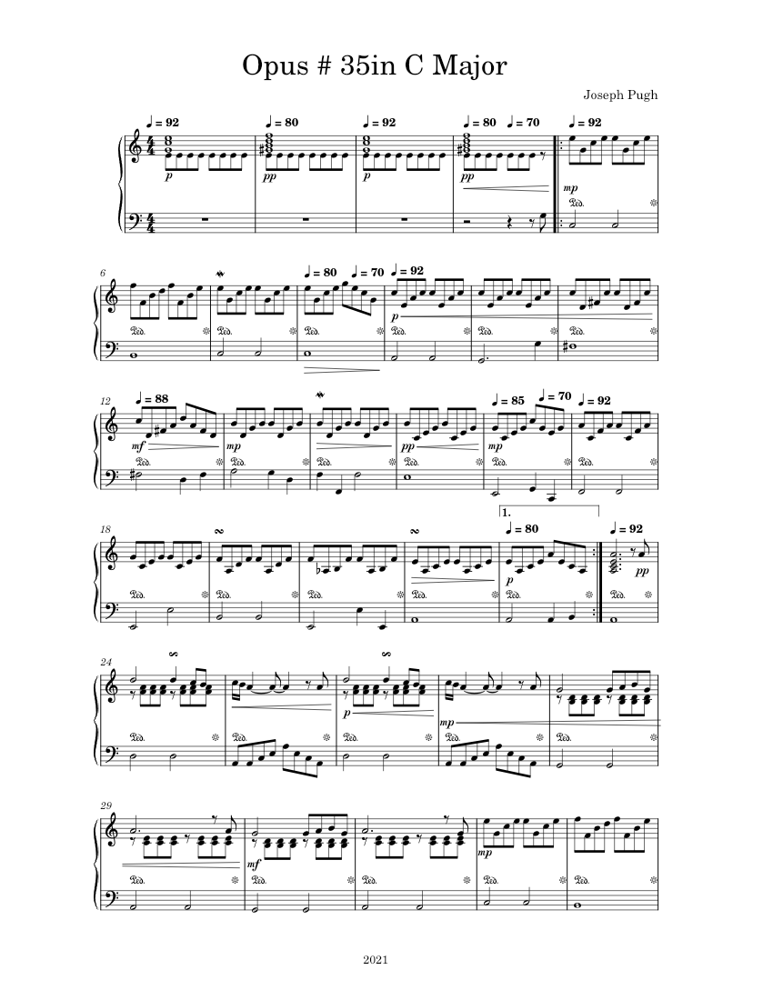 Opus_#_35in_C_Major-Joseph Pugh Sheet music for Piano (Solo) Easy ...