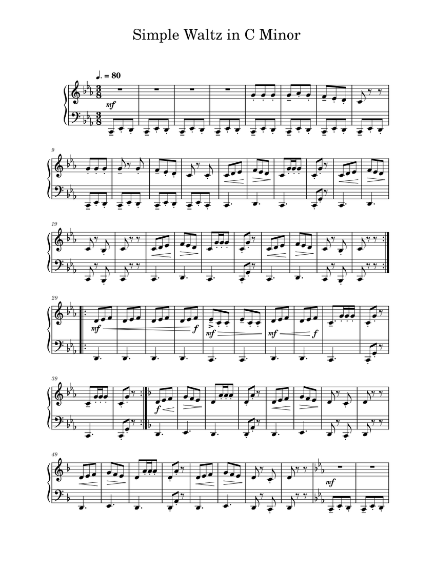 Simple Waltz in C Minor Sheet music for Piano (Solo) | Musescore.com