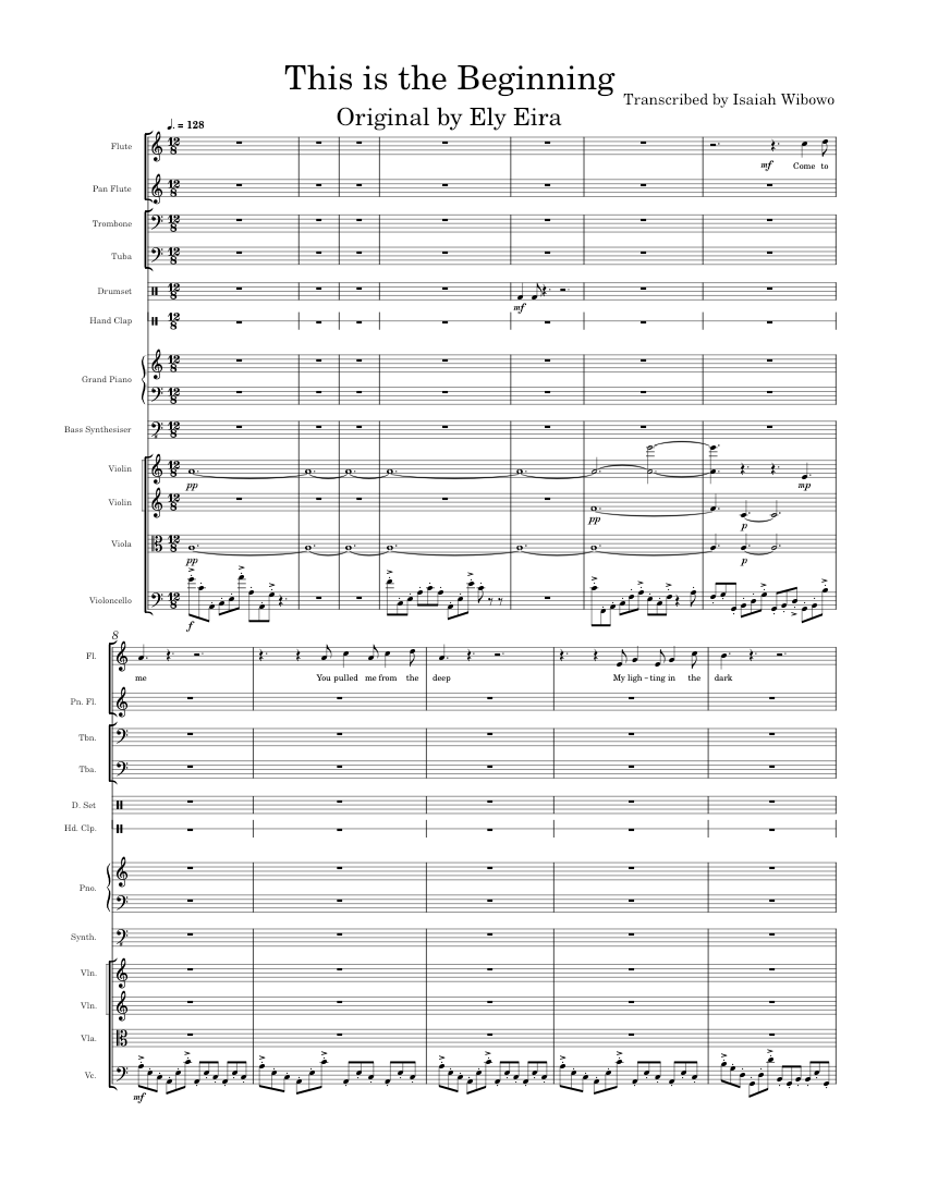 This Is the Beginning – Ely Eira Sheet Music for Piano, Trombone, Tuba ...