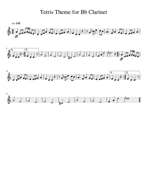 b flat clarinet notes