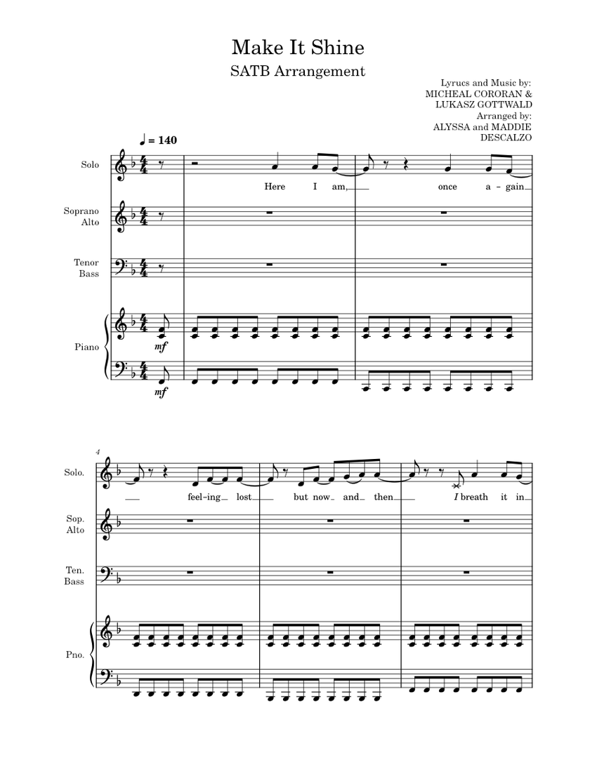 Make it shine victorious theme – Victorious Cast Sheet Music for Piano ...