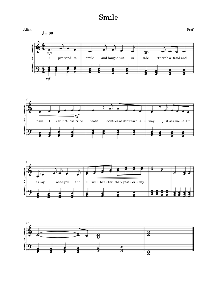 Smile Sheet music for Piano (Solo) Easy | Musescore.com