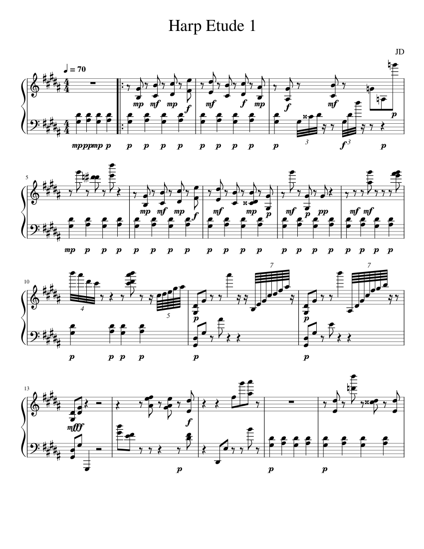 Harp_Etude_1 Sheet music for Harp (Solo) | Musescore.com