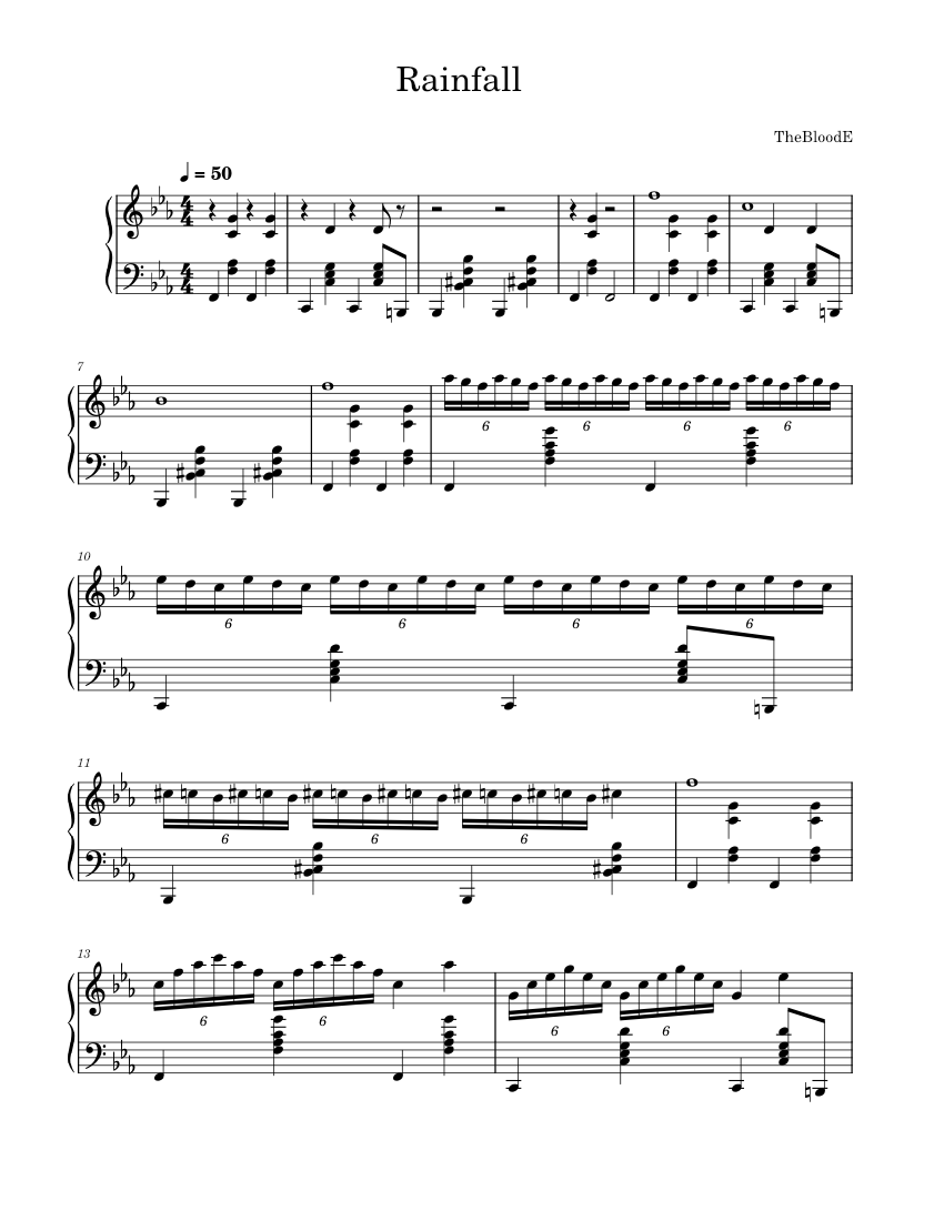 Rainfall – thebloodye Rainfall Sheet Music for Piano (Solo) | MuseScore.com