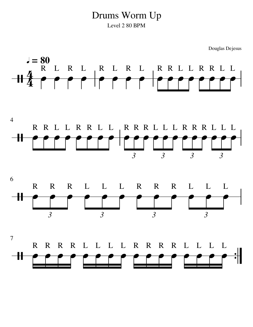 Drums Warm Up level2 Sheet music for Snare drum (Solo) | Musescore.com