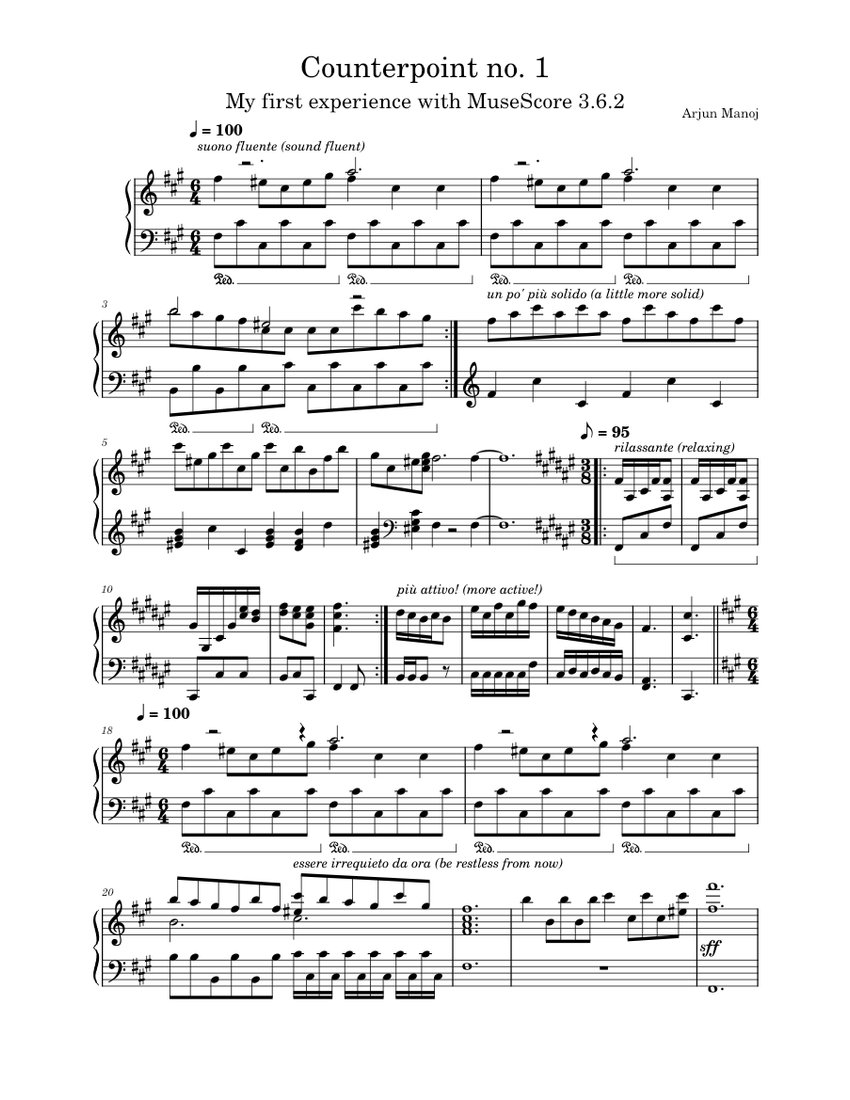 Counterpoint no 1 Sheet music for Piano (Solo) | Musescore.com