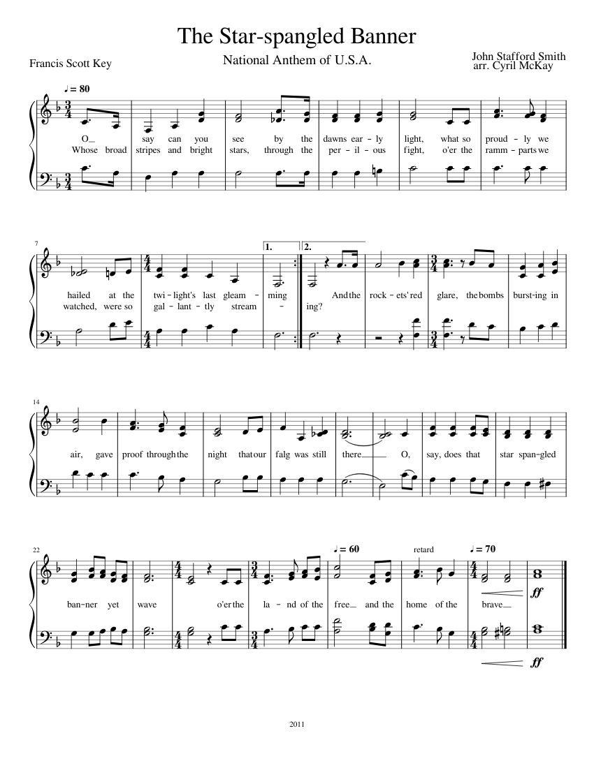 The Star-spangled Banner Sheet music for Piano (Solo) Easy | Musescore.com