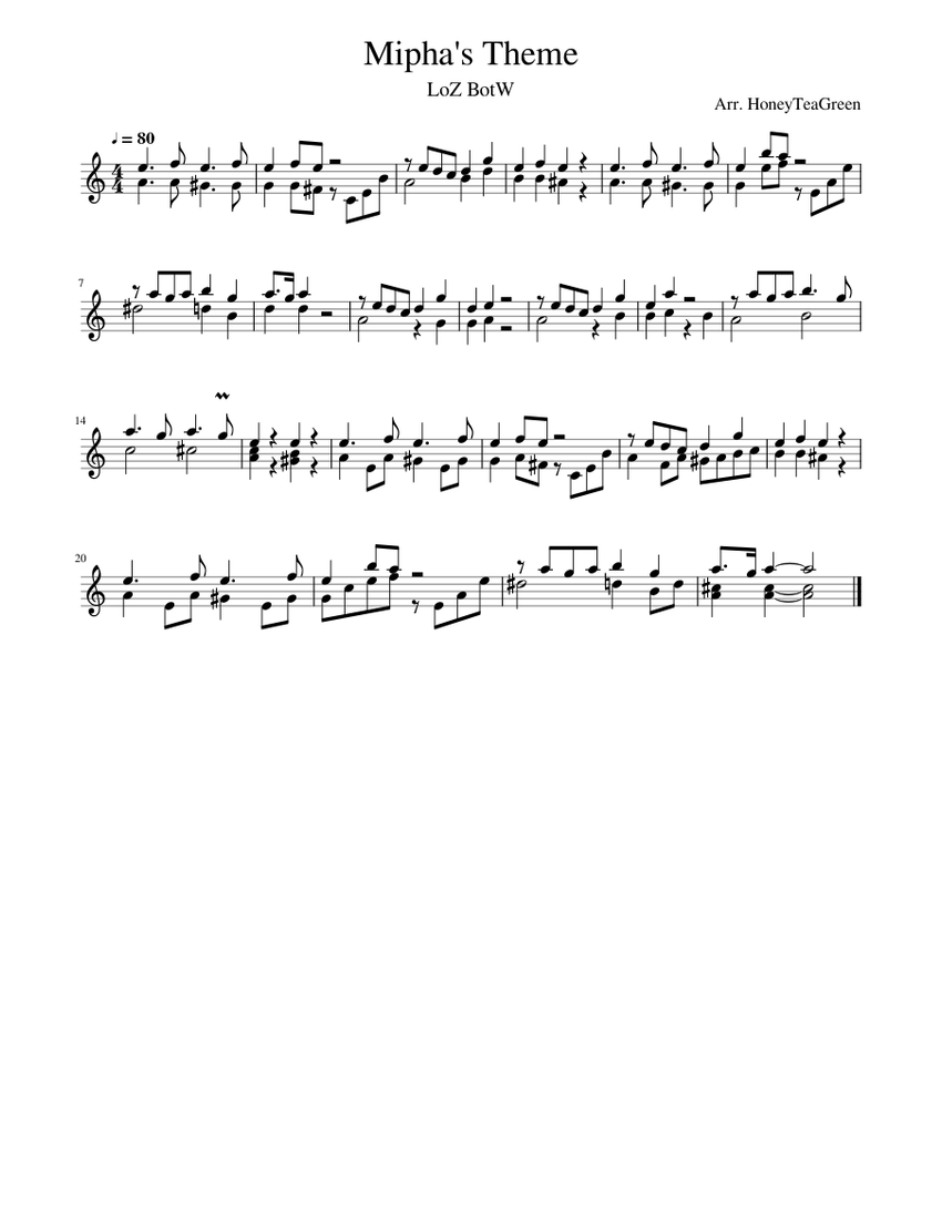 Mipha's Theme for Melodica Sheet music for Piano (Solo) | Musescore.com