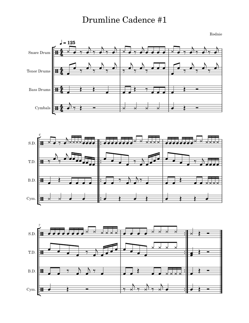 PS Drumline Cadence - Ronnie Koelblin Sheet music for Snare drum, Crash ...